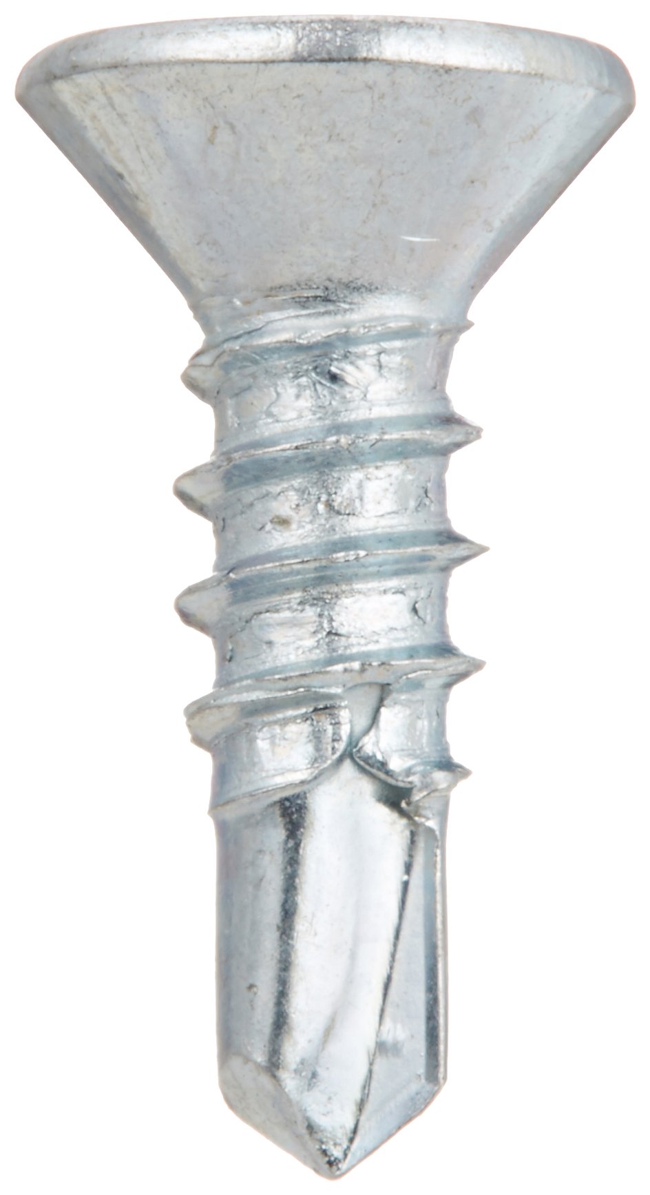 Small Parts 0608KTF Steel Self-Drilling Screw, Zinc Plated Finish, 82 Degree Flat Head, Star Drive, #2 Drill Point, #6-20 Thread Size, 1/2" Length (Pack of 100)