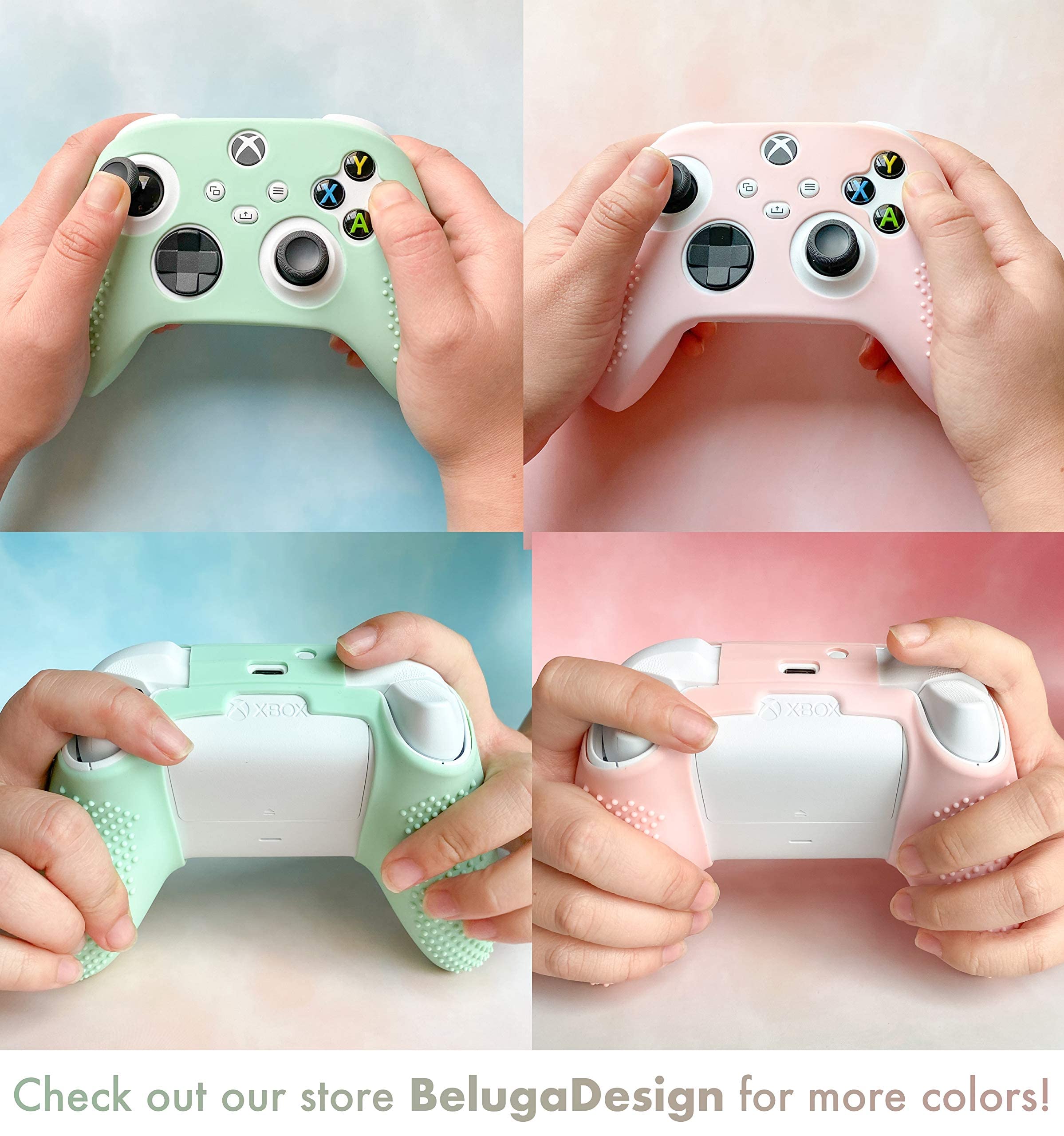 BelugaDesign Pastel Skin Cover for Wireless Controller | Soft Sleeve Shell Case with Textured Grip | Compatible with Xbox Series X/S and Xbox One (Light Pink)