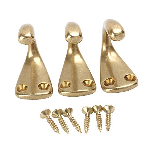 RZDEAL 3PCS Vintage Coat and Hat Hook Brass Classico Wall Hanging for Bath Stands Clothes Hangers Scarf Towel (Gold)