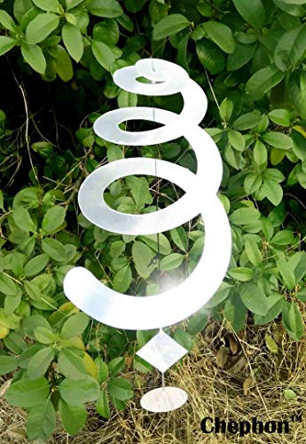 Chephon Bird Spiral Spinner Reflectors with Reflective Scare Discs - Decorative Bird Scare Device to Keep Birds Away Like Woodpeckers, Pigeons and Geese - 3 Pack with Free Hooks