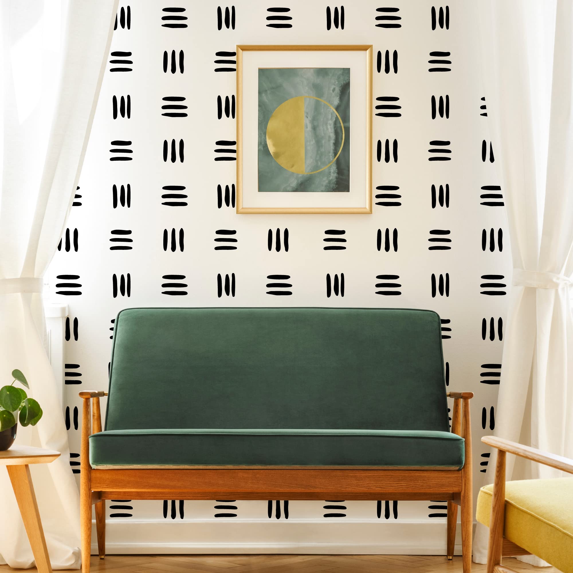 SHYJSHYJ 6 Pack 14'' Modern Herringbone Geometric Brick Hexagon Boho Lines Wall Stencils for Painting Large Pattern on Wall, Reusable Decorative Template for Scandinavian Painting Wall Décor