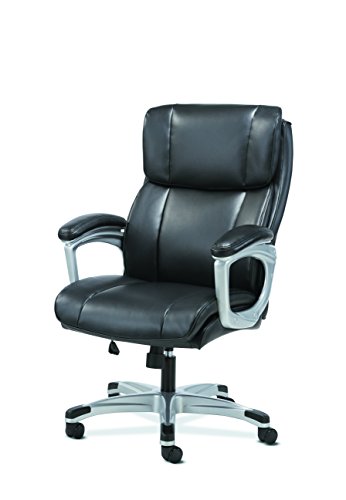 Sadie Executive Computer Chair- Fixed Arms for Office Desk, Black Leather (HVST315)