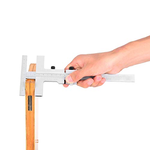 Caliper Rule Dial Caliper Vernier Caliper Metric Vernier Caliper Vernier Caliper,T-Type Vernier Caliper with Fine Adjustment Carbon Steel Ruler Measuring Tool 0-160mm