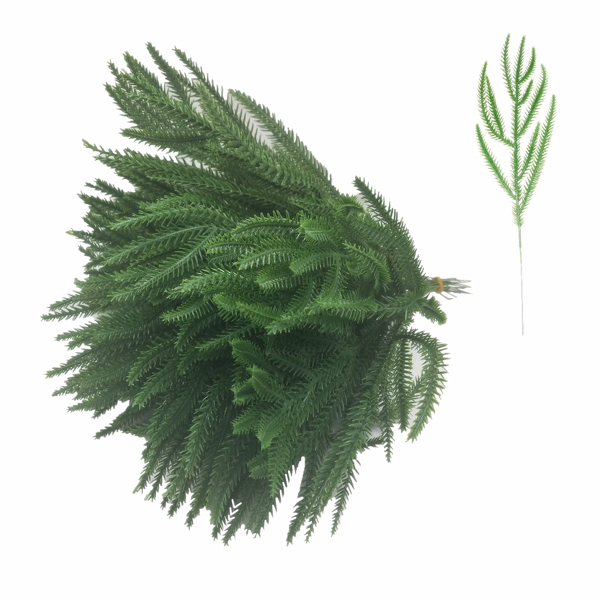 Kylucky 45 PCS Artificial Pine Needles Branches Garland, 10.6 inch Fake Greenery Plants Pine Leaves Needle With 10 branches for DIY Garland Wreath Christmas Thanksgiving Wedding Home Garden Decoration