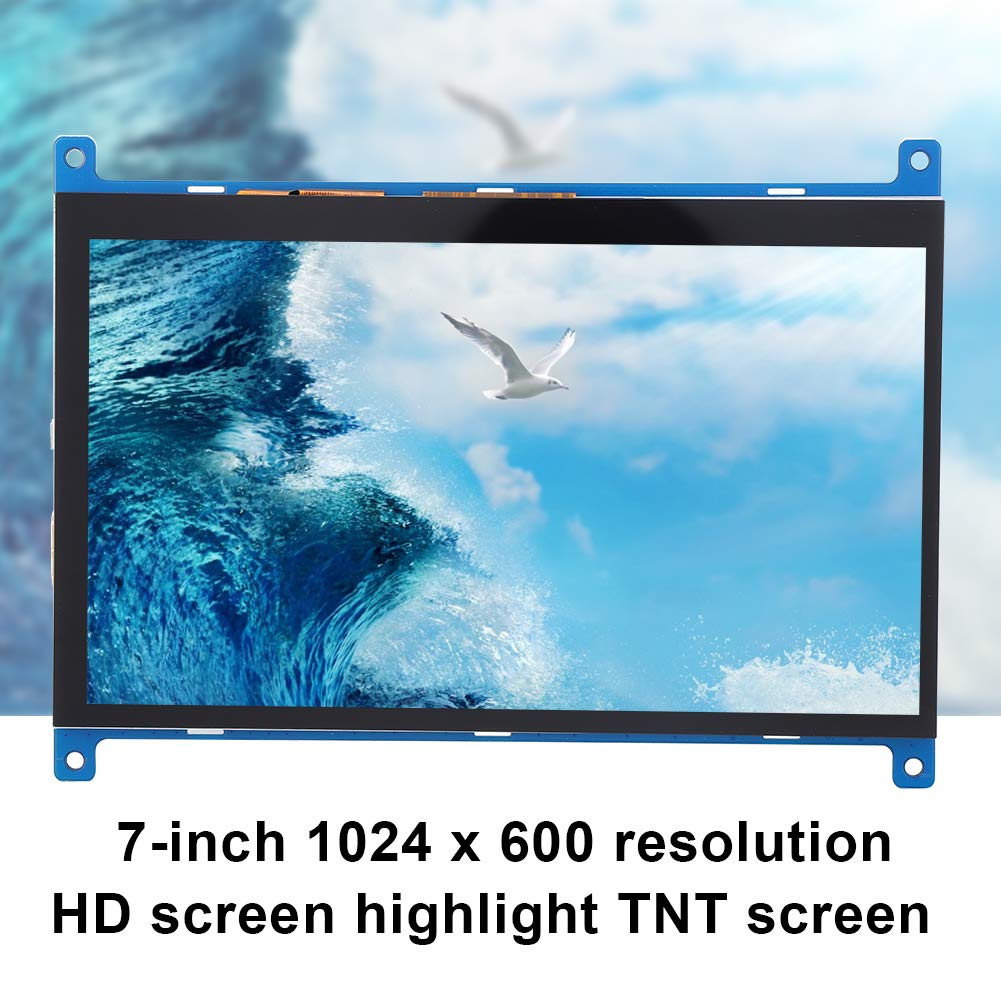 ASHATA 7-Inch 1024 x 600 HD for HDMI TFT Touch Screen HDMI Capacitive Display for Raspberry Pi 4B/3B,Windows 10 8 7 Monitor