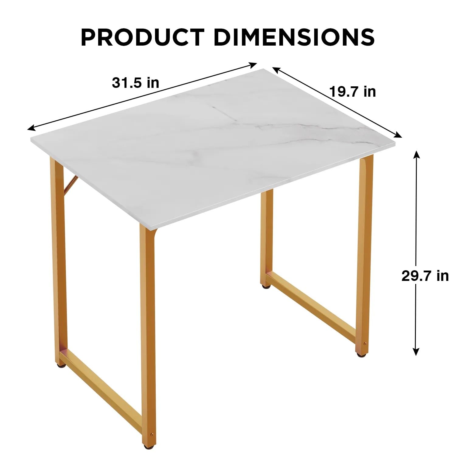 Ckofgdsue 32 Inch Small Computer Desk for Bedroom,Sturdy Wooden Home Office Desk for Small Spaces,Simple Modern Style Tables with Metal Desk Legs Writing Study Table for Adults&Kids,White Gold
