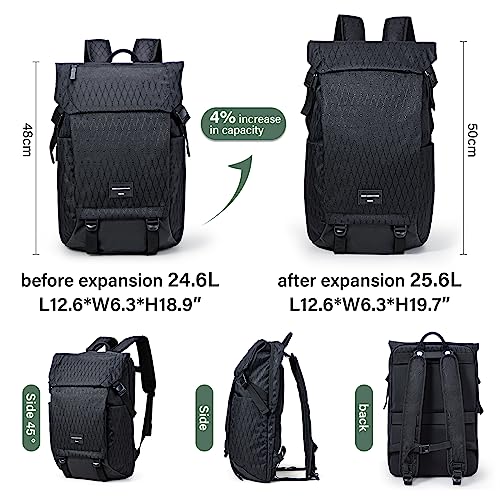 Hanke multifunctional carry on travel backpack Fits 15.6 inch latpot,Lightweight hiking backpack for women & men,Waterproof Friendly Durable Rucksack Weekender Bag Daypack.(Graphite Black)