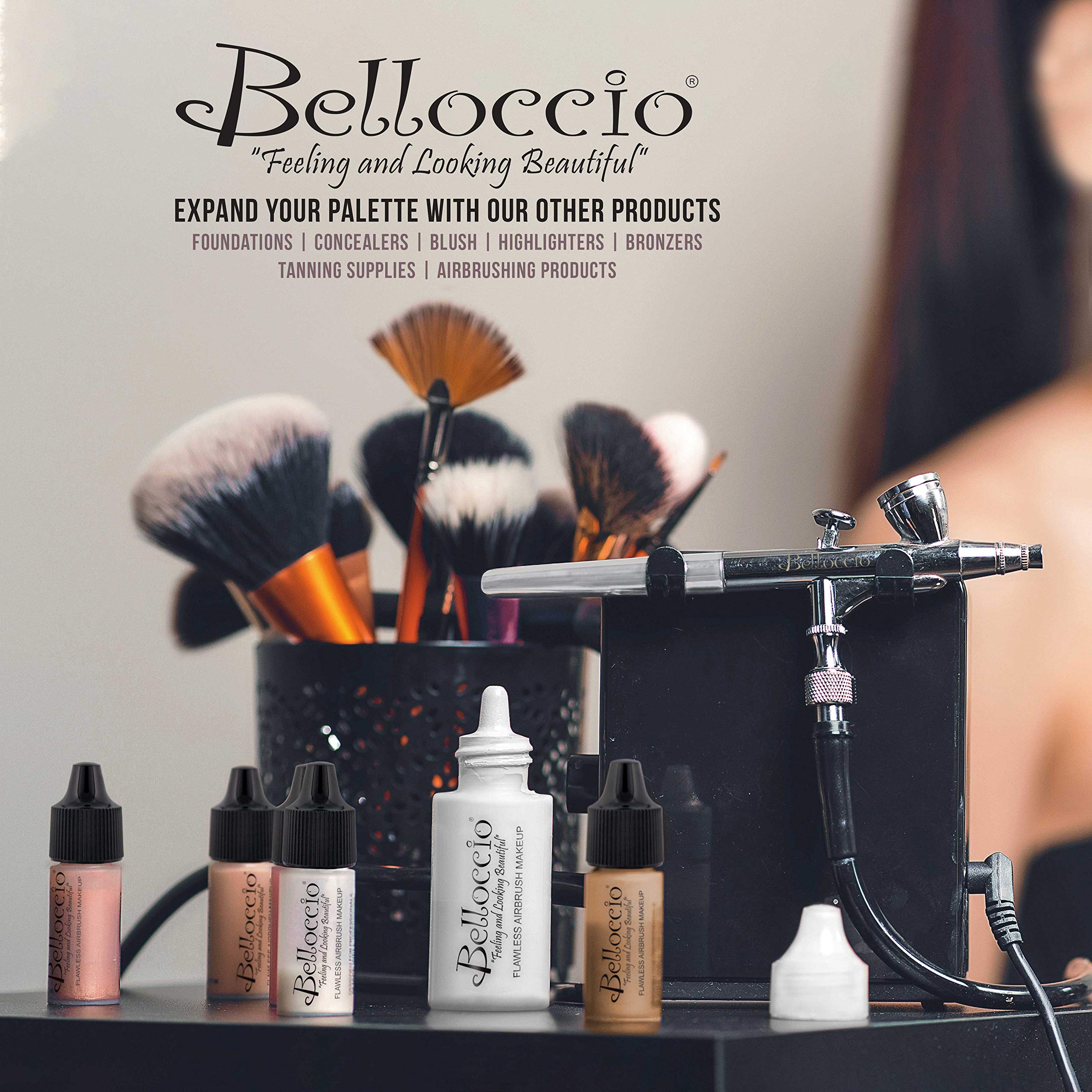 Belloccio Airbrush Makeup Finishing Spray & Setting Mist, 1 oz. Bottle - Long Lasting, Prevents Smudging and Fading - Sets Cosmetic Foundations, Concealers & Blushes