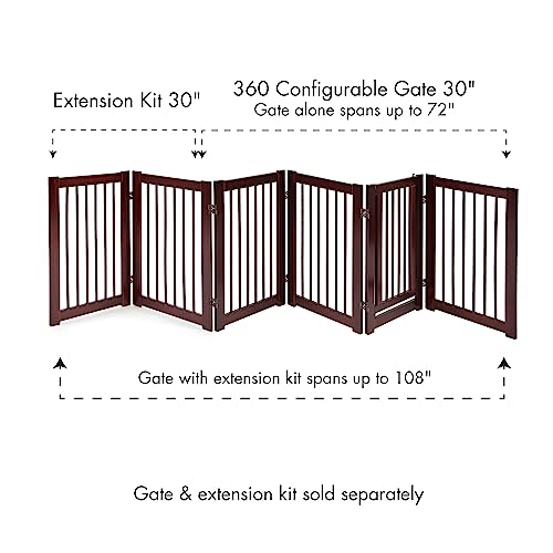 Primetime Petz 360 Configurable Dog Gate with Door โ Indoor Freestanding Walk Through Wood Pet Gate,Walnut