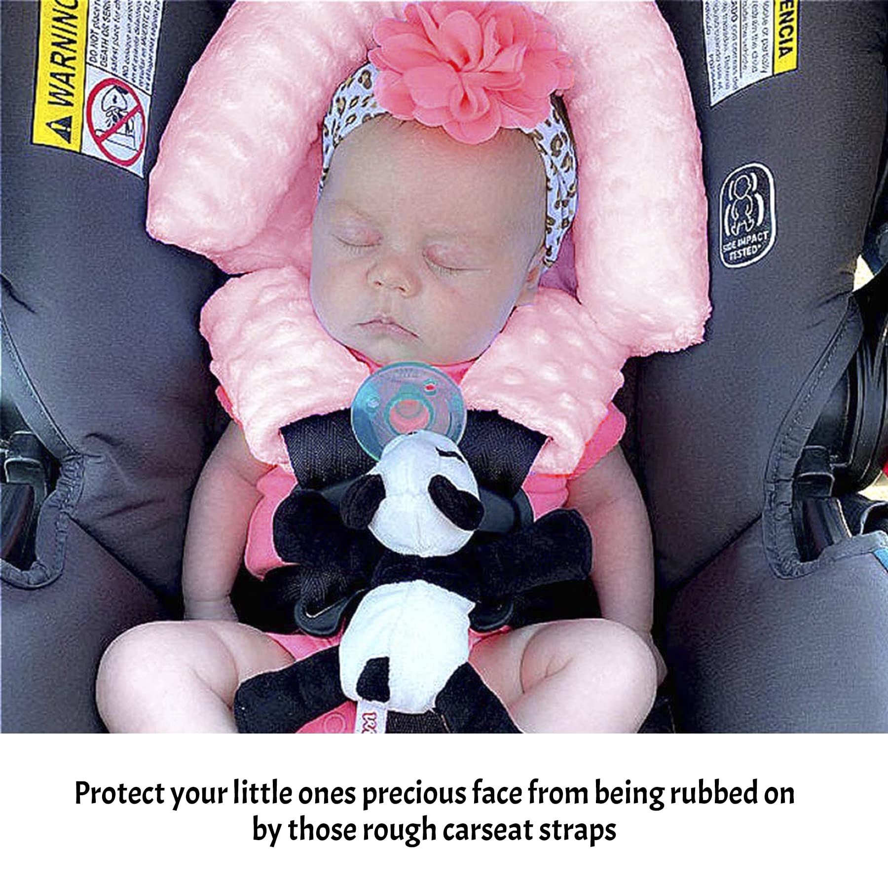 Baby Stroller Head Neck Support Pillow Infant Car Seat Neck Headrest with Seat Belt Strap Covers Newborn Lounger Pillow Babies Bed Mattress Rocker Head Protection for 0-12 Months