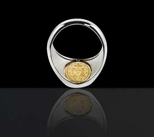Ben Junot Catholic Unisex Gold Miraculous Ring Stainless Steel Catholic Miraculous Ring-Miraculous Holy Prayer Card Included (Gold) (9)