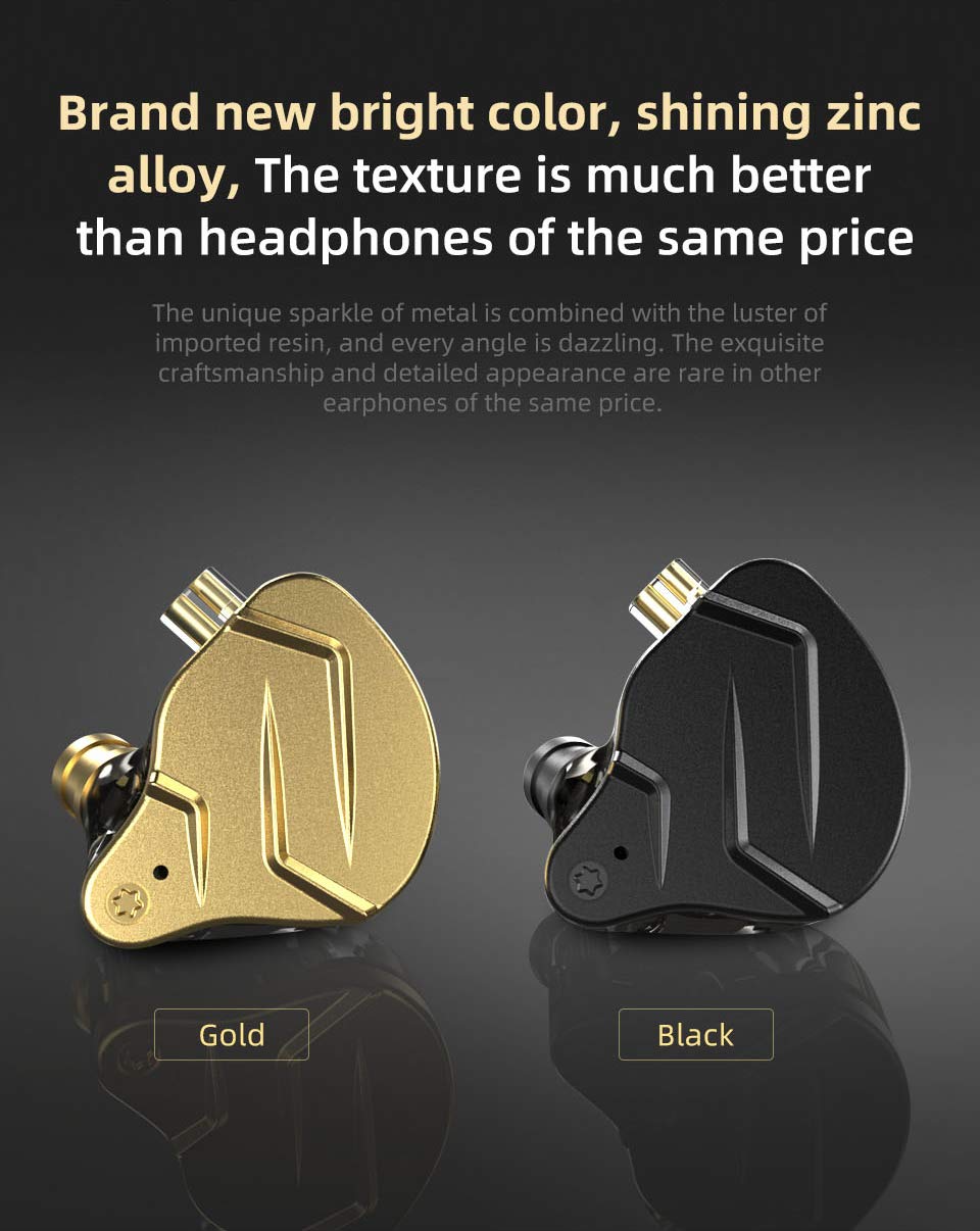 KZ ZSN PRO X Dual Driver Earbuds Headphone, HiFi Stereo Sound Earphone with Balanced Armature and Dynamic Driver Ergonomic Comfortable Headset (Golden with Microphone)……