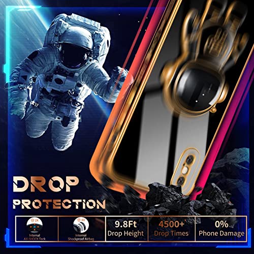 Coralogo for iPhone Xs Max Case Astronaut Cute for Women Girls Girly Unique Black Phone Cases with Astronaut Hidden Stand Kickstand 6D Design Cover for iPhone XsMax 6.5 inch