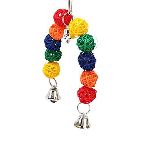 Deosdum 12Pcs Bird Toys Parrot Chewing Toys,Hanging Bell Pet Bird Cage Hammock Swing Toy Hanging Toy for Small Parakeets Cockatiels, Conures, Macaws