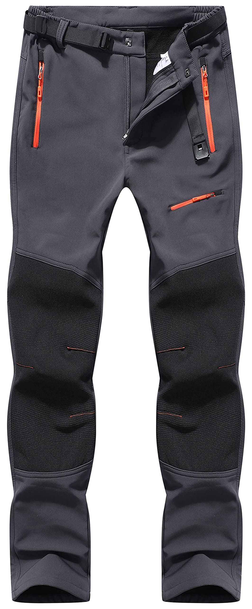 BenBoy Men's Snow Ski Outdoor Waterproof Windproof Fleece Cargo Hiking Pants,KZ41026M-Grey-L