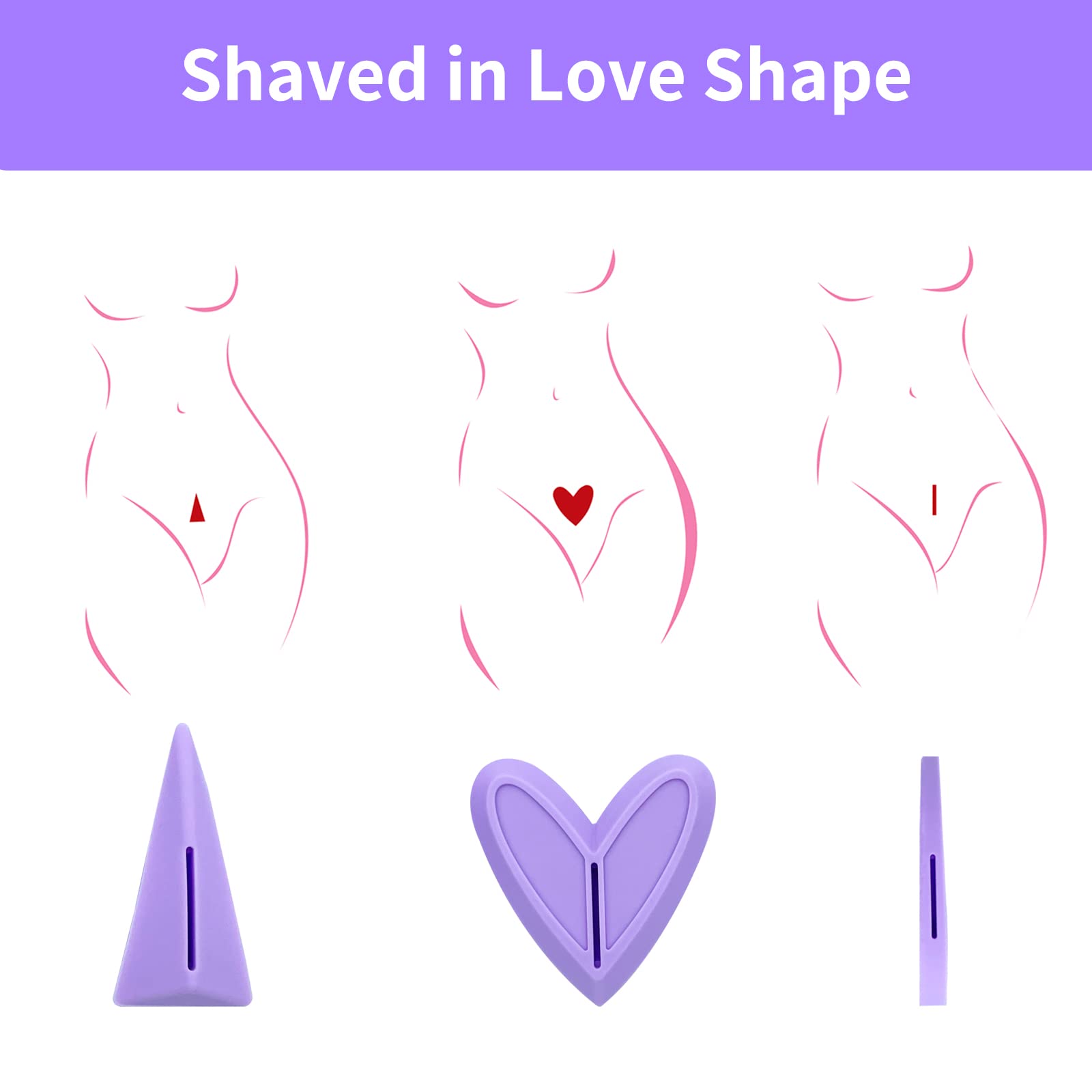 Bikini Razor Template, Pubic Hair Razor Template, Pubic Hair Razor, Privates Razor Tool Heart Right Triangle, Ladies Bikini Razor, Ladies Privates Razor, Beard Razor (Purple)