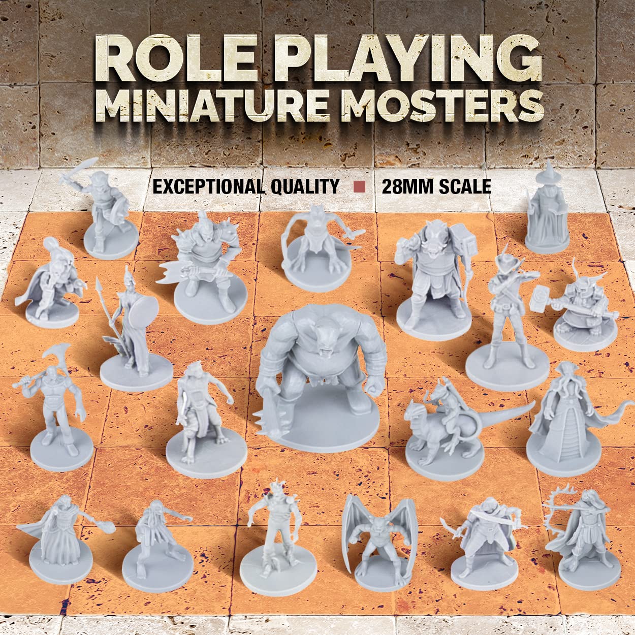 Path Gaming 20 Unique Fantasy Tabletop Miniatures for Dungeons and Dragons Miniatures. 28MM Scaled 20 Unique Designs, Bulk Unpainted Miniatures, Great for D&D Miniatures