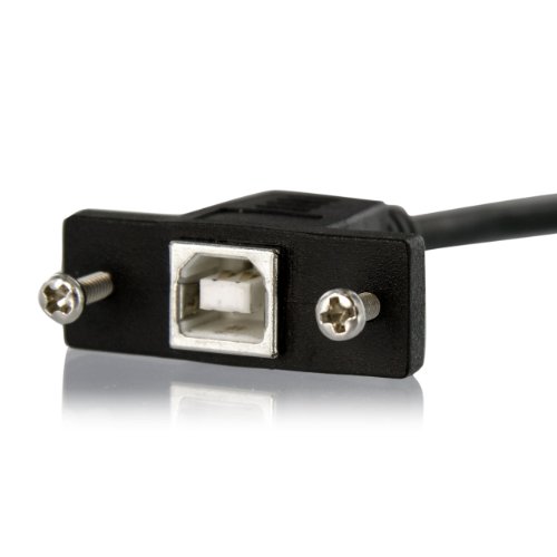 StarTech.com 1 ft Panel Mount USB Cable B to B - F/M - USB Type B (F) to USB Type B (M) - USB 2.0 - Molded Hood - Black (USBPNLBFBM1)