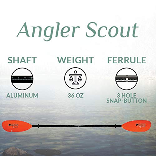 Bending Branches Angler Scout 2-Piece Snap-Button Kayak Fishing Paddle; (Black Shaft/Orange Blade - 250cm)