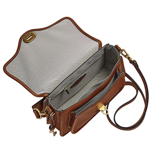 Fossil Women's Heritage Leather Top Handle Crossbody Purse Handbag, Brown (Model: ZB1785200)