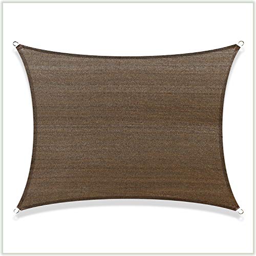 ColourTree 12' x 18' Brown Sun Shade Sail Rectangle CTSLR1218 - Canopy Mesh Fabric UV Block - Commercial Heavy Duty - 190 GSM - 3 Years Warranty