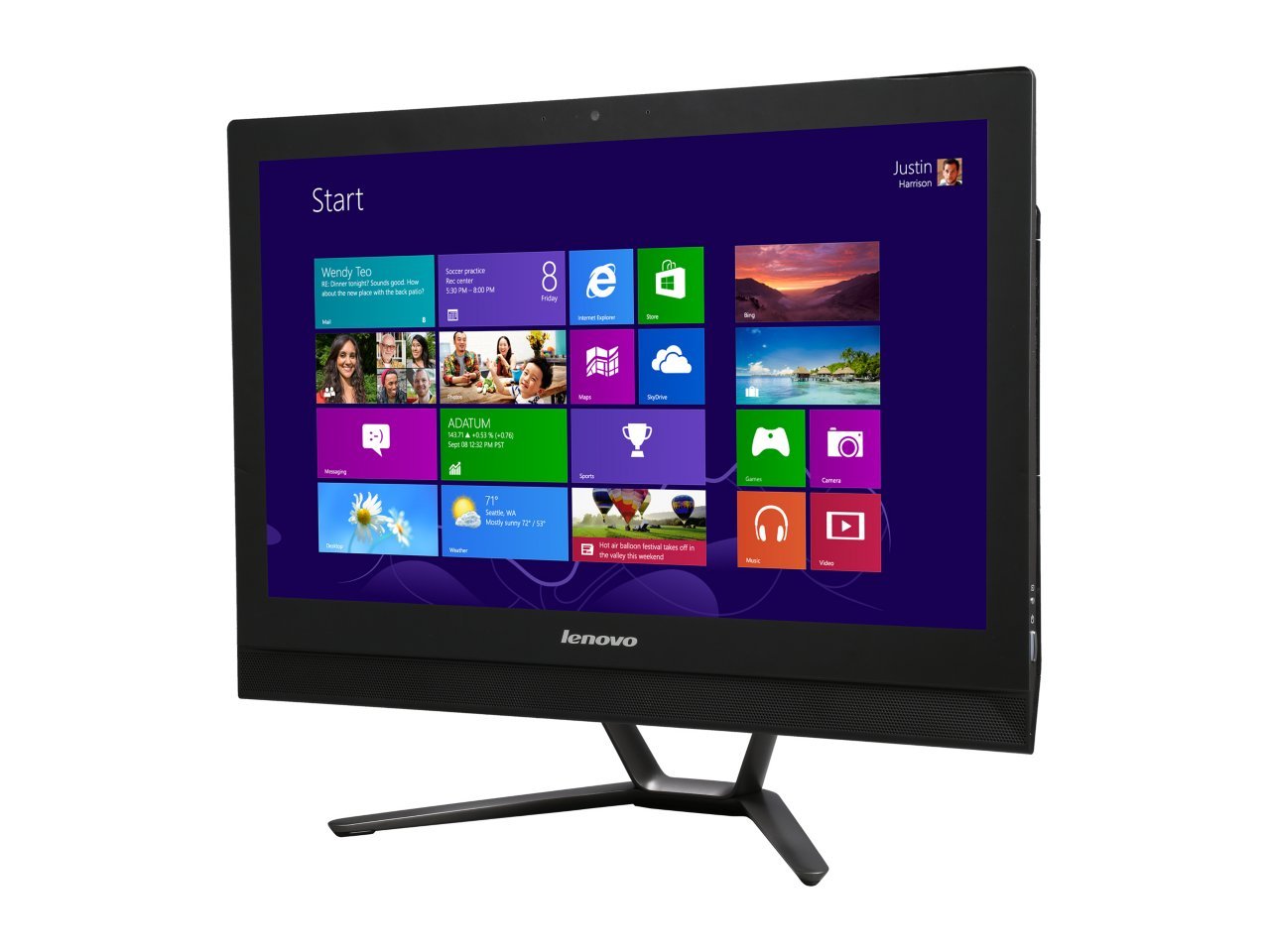 Lenovo C50-30 F0B1007QUS - All-in-One PC / 23" Multi-Touch Screen / Intel Core i3 4005U (1.70GHz) / 4GB DDR3 RAM / 500GB 7200RPM HDD / Windows 8.1