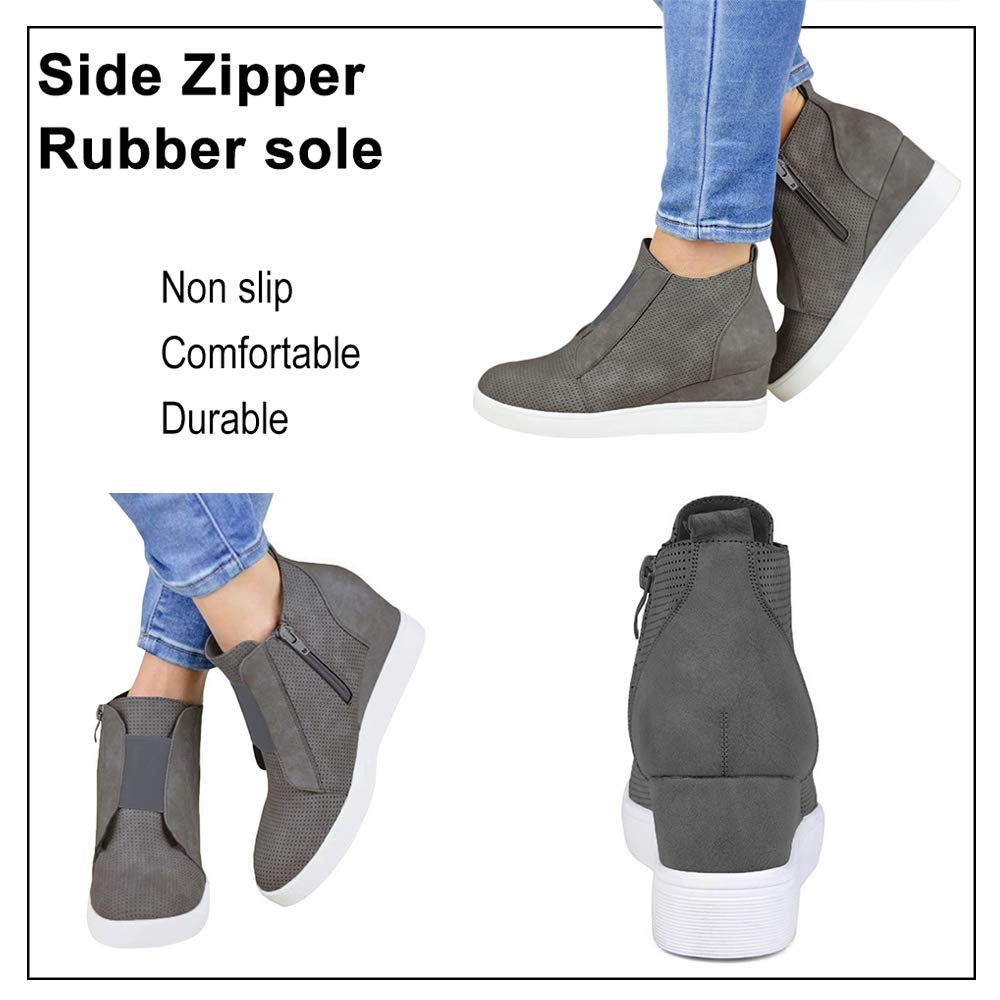 Athlefit Women's Wedge Sneakers Wedge Booties Size 9.5 Grey