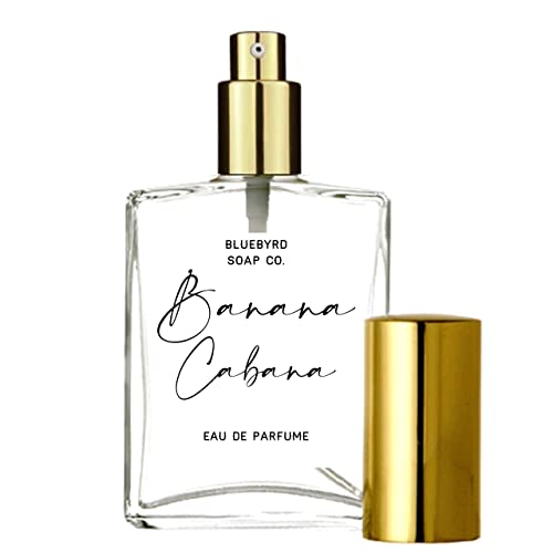 Bluebyrd Soap Co. Banana Cabana Perfume Spray 1 oz. | Sea Salt, Fresh Coconut Cream, Ripe Bananas, & Vanilla Musk Notes | Long Lasting Scent Eau De Parfume Spray | Handcrafted Clean Fragrances (Banana Cabana, 1 oz)