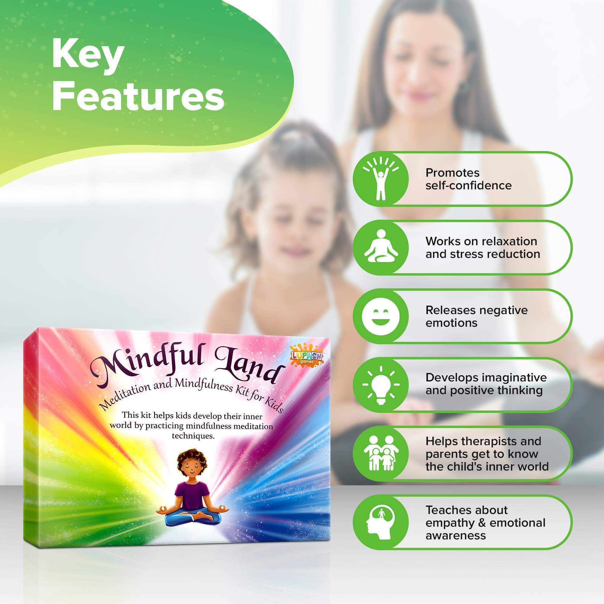 Mindful Land Mindfulness Cards for Kids - Positive Affirmations Cards for Kids Stress Reduction - Meditation Cards Calming Therapy Tool - Daily Mindfulness for Kids - Game for Mindful Kids Development