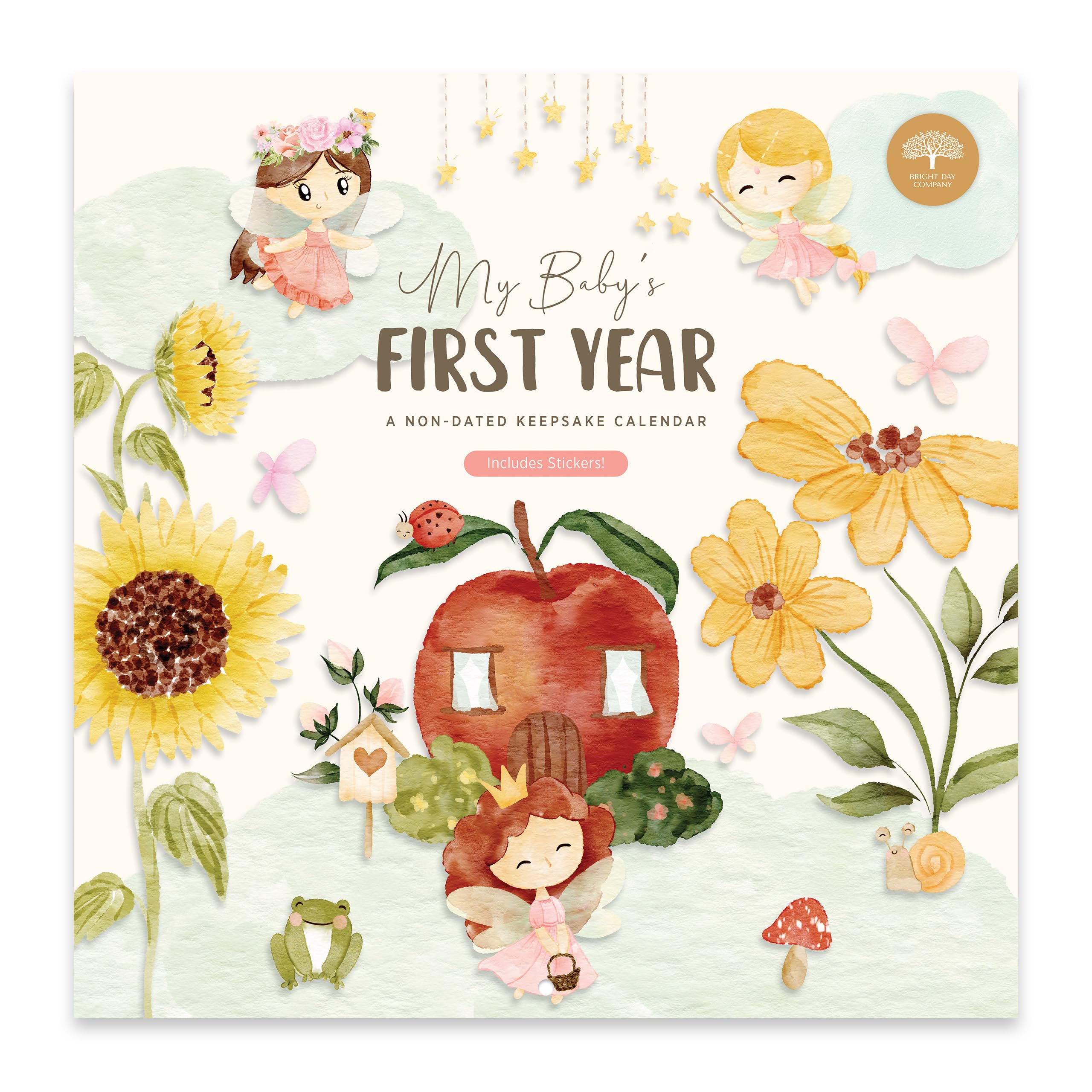 Baby's First Year Book & Calendar with 54 Stickers by Bright Day β Capture Milestones with Baby's First Year Calendar β Keepsake Memory Journal for Newborns, Dinosaur