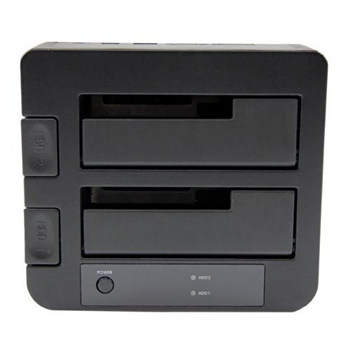 StarTech.com Dual-Bay USB 3.0 / eSATA to SATA Hard Drive Docking Station, External 2.5/3.5" SATA I/II/III, SSD/HDD Docking Station, Hot-Swap Hard Drive Bays, Top-Loading (SDOCK2U33EB),Black