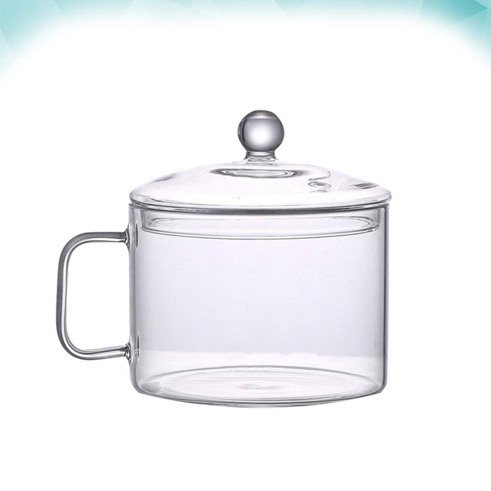 Cabilock Glass Saucepan with Cover Borosilicate Glass Cooking Pot Saucepan Kitchen Pot for Pasta Noodle Soup Milk 13CM