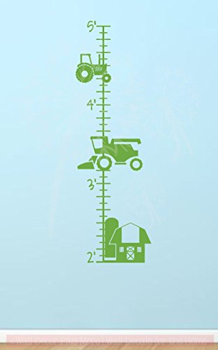 Farm Tractor Growth Chart Vinyl Height Ruler Boy Bedroom Décor Wall Decals Lime Green