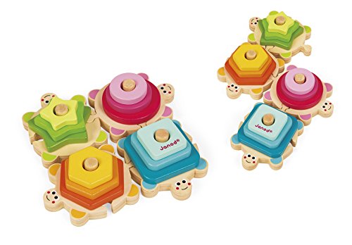 Janod I Wood Stackable Turtles - 12 Pieces - Ages 18 Months + - J05337