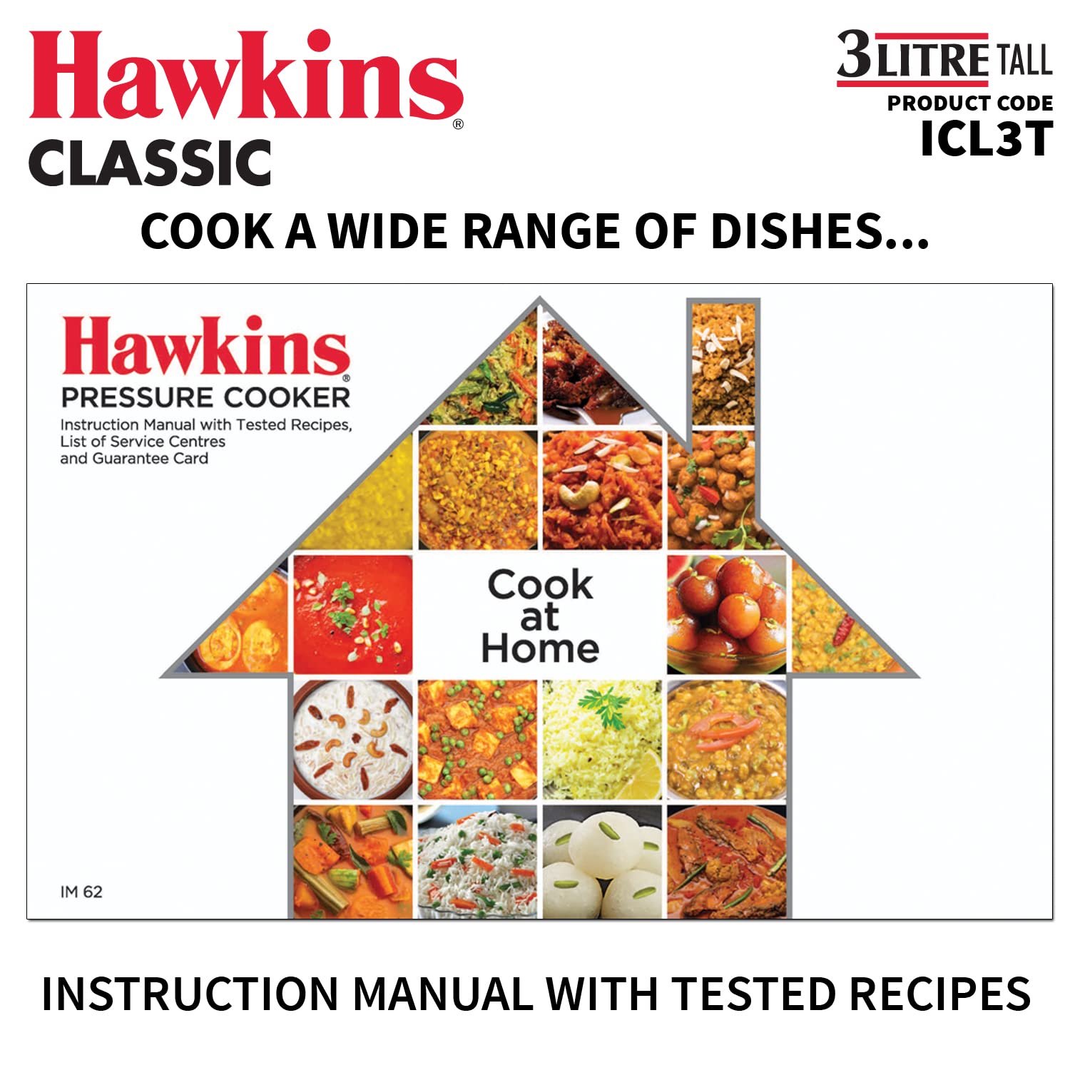 HAWKINS 3 Litre Classic Pressure Cooker, Induction Inner Lid Cooker, Tall Design Pan Cooker, Best Cooker, Silver (ICL3T)