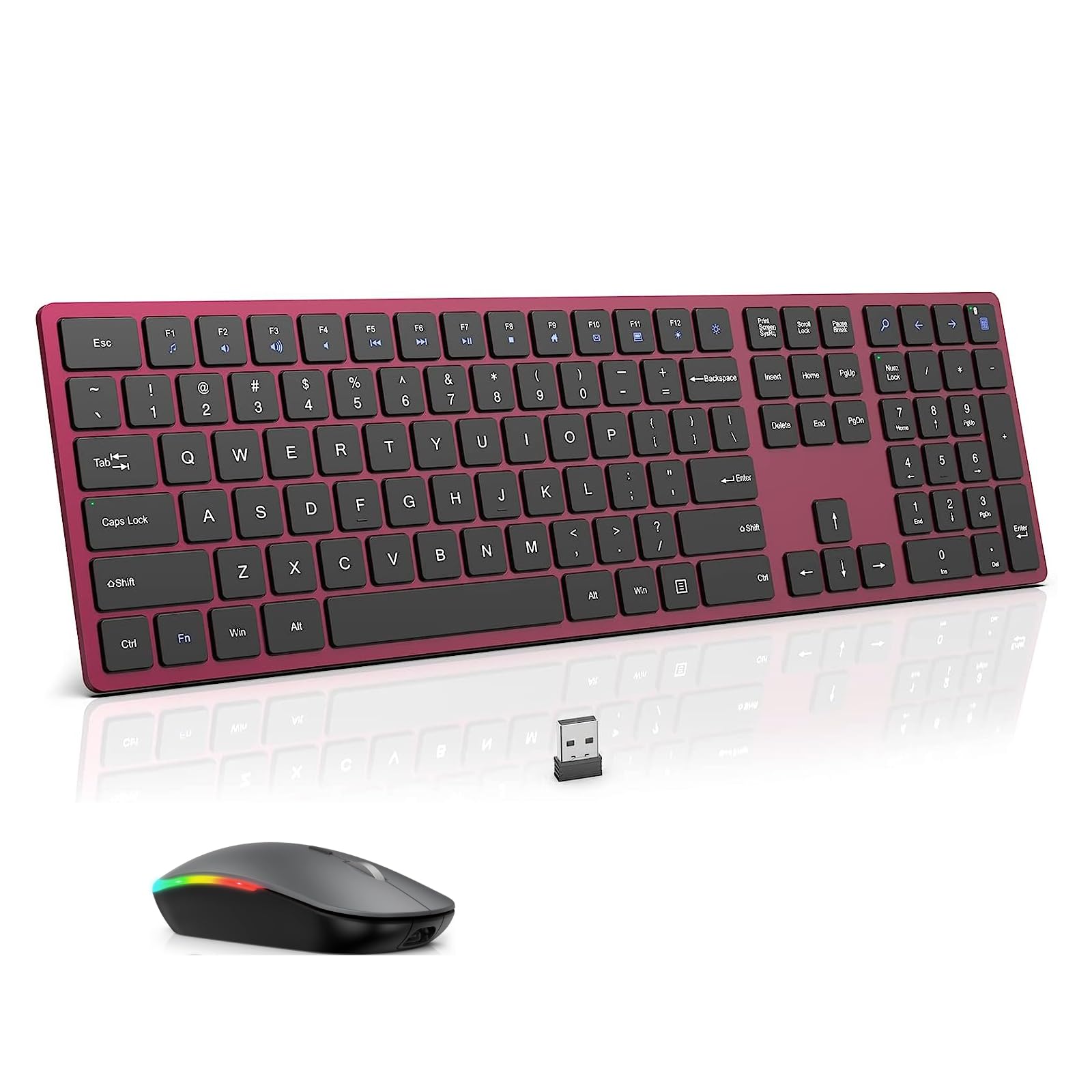 Wireless Keyboard and Mouse, 2.4G Quiet Cordless Mouse and Keyboard Combo USB Wireless Set Full Size with Number Pad, for Computer Laptop Desktop Window Mac Chrome OS 11
