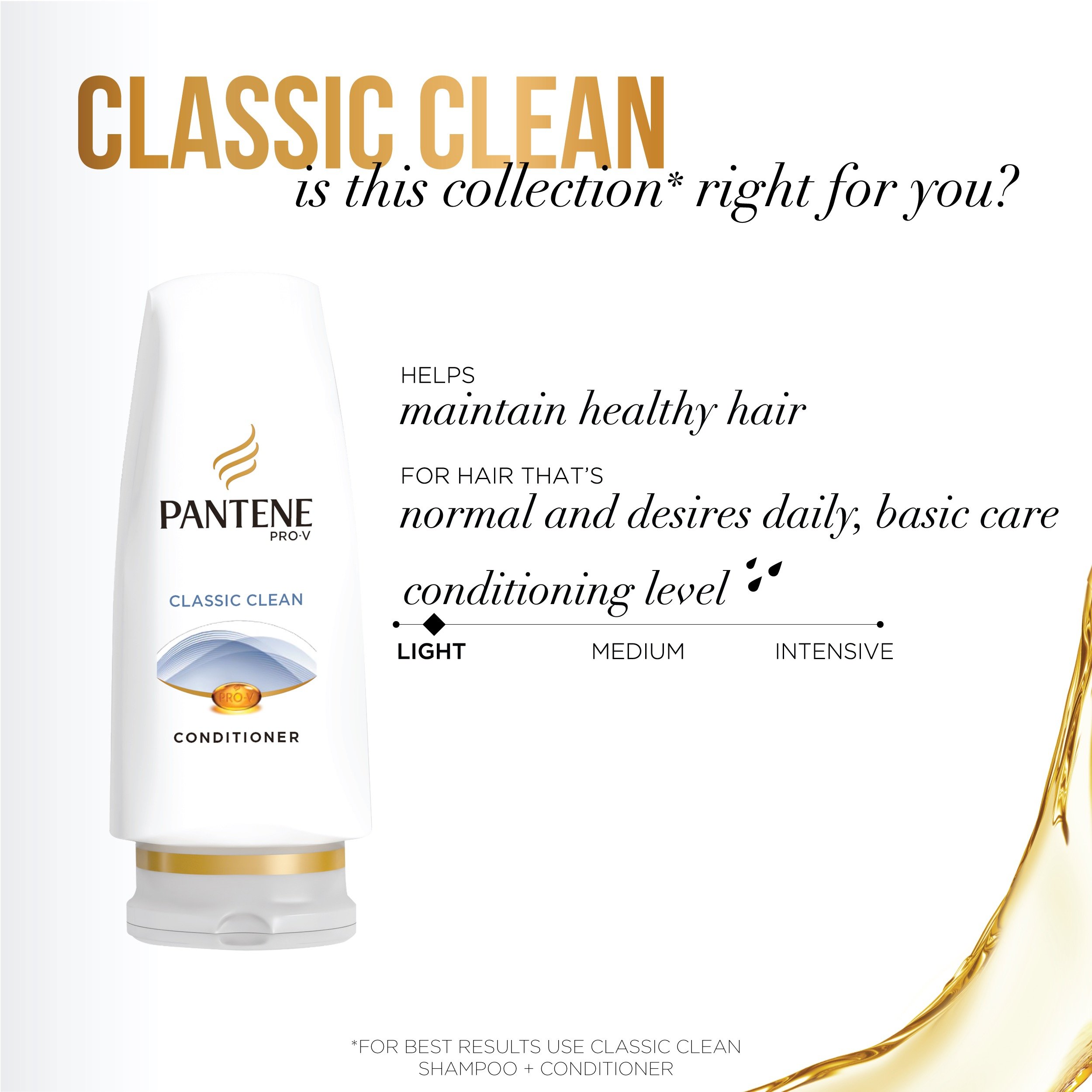 Pantene Pro-V Classic Clean Conditioner, 12 Fl Oz