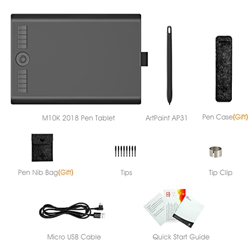 GAOMON M10K 10 x 6.25 Inches Graphic Drawing Tablet with 8192 Levels Battery-Free Stylus and 10 Customizable Hot-Keys for Digital Drawing & OSU & Online Teaching-for Mac&Windows