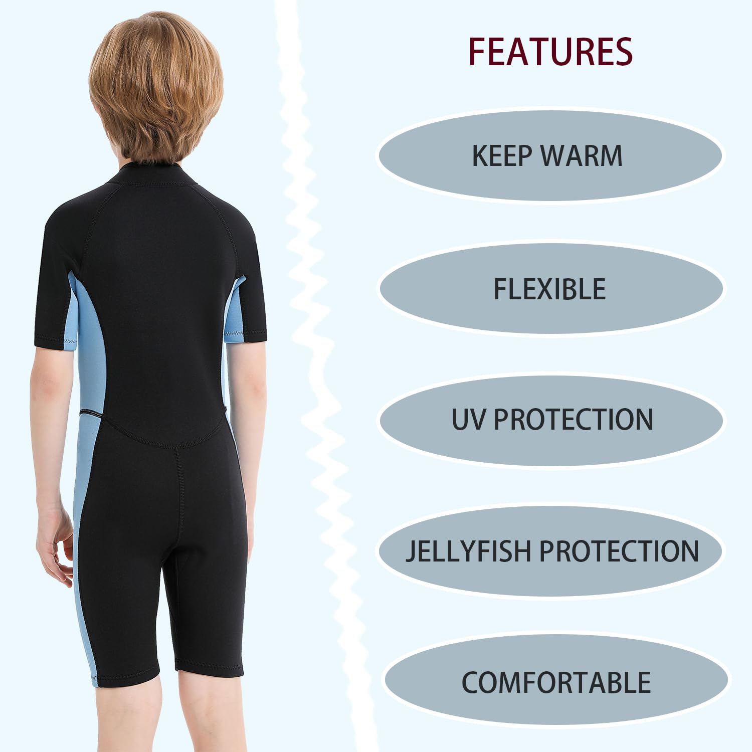 Aunua Youth 3/2mm Neoprene Wetsuits for Kids Full Wetsuit Swimming Suit Keep Warm(7031 Black 8)