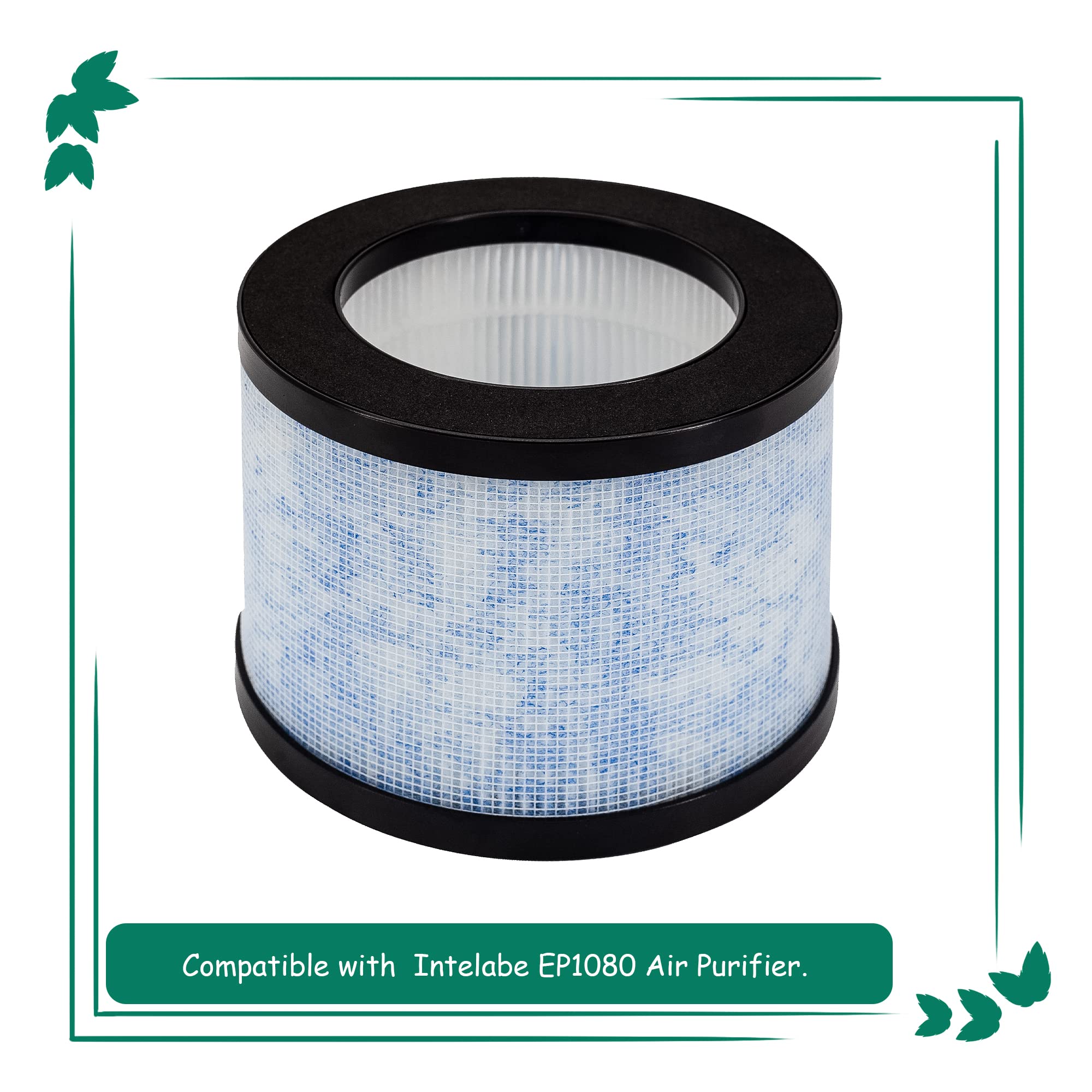 Asheviller DH-JH01 True HEPA Replacement Filter, Compatible with AROEVE and Kloudi Air Purifier DH-JH01, Intelabe EPI080/EP1080, and Elechomes EPI081/EP1081 Air Purifier, 2Pack