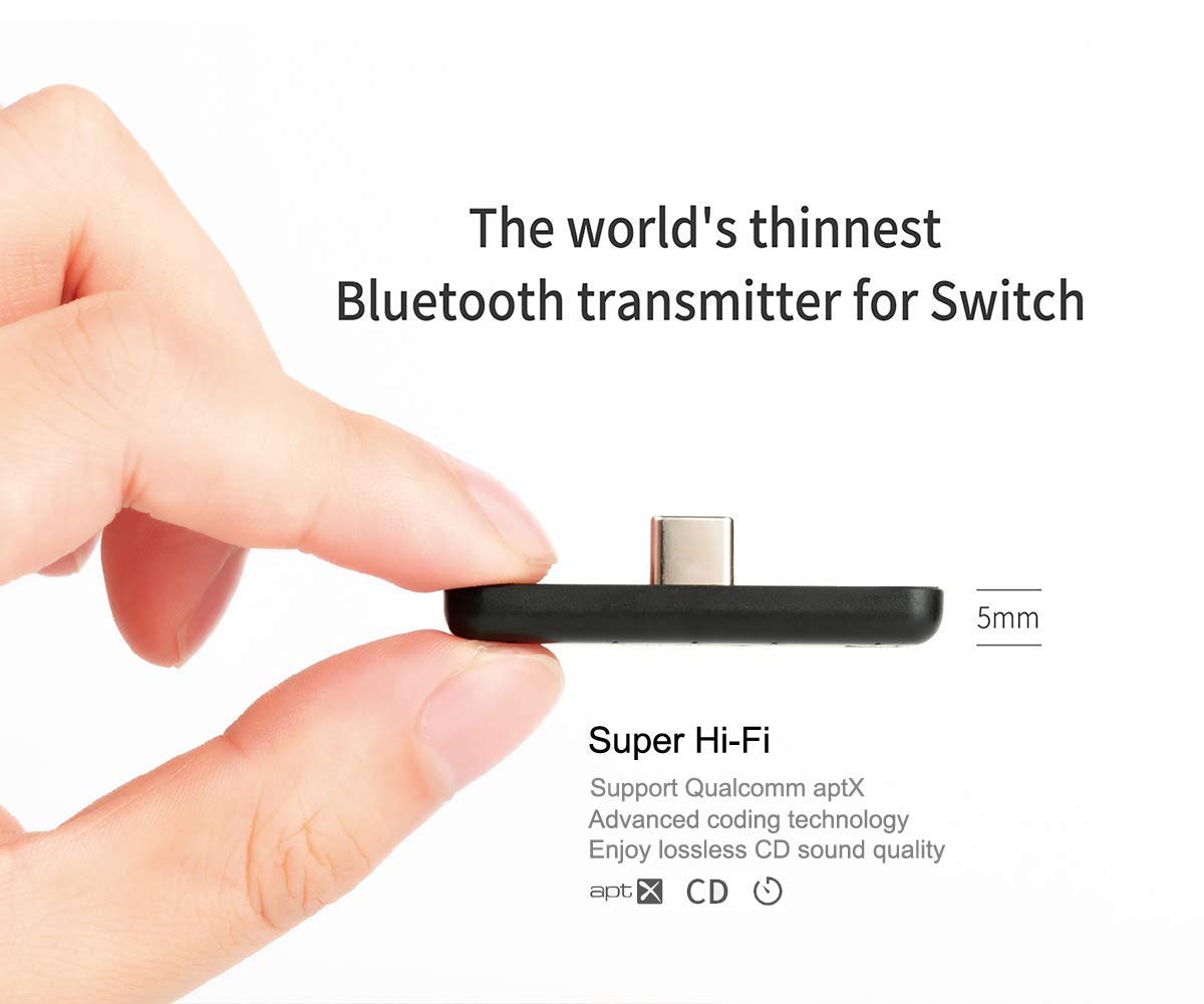 Gulikit Switch Bluetooth Adapter ,5.0 Wireless Audio Transmitter w/aptX Low Latency ,Game Voice Chat,AirPods Bluetooth Headphone Speakers Headset for Nintendo Switch & Switch Lite, PS5 PS4 PC,Black