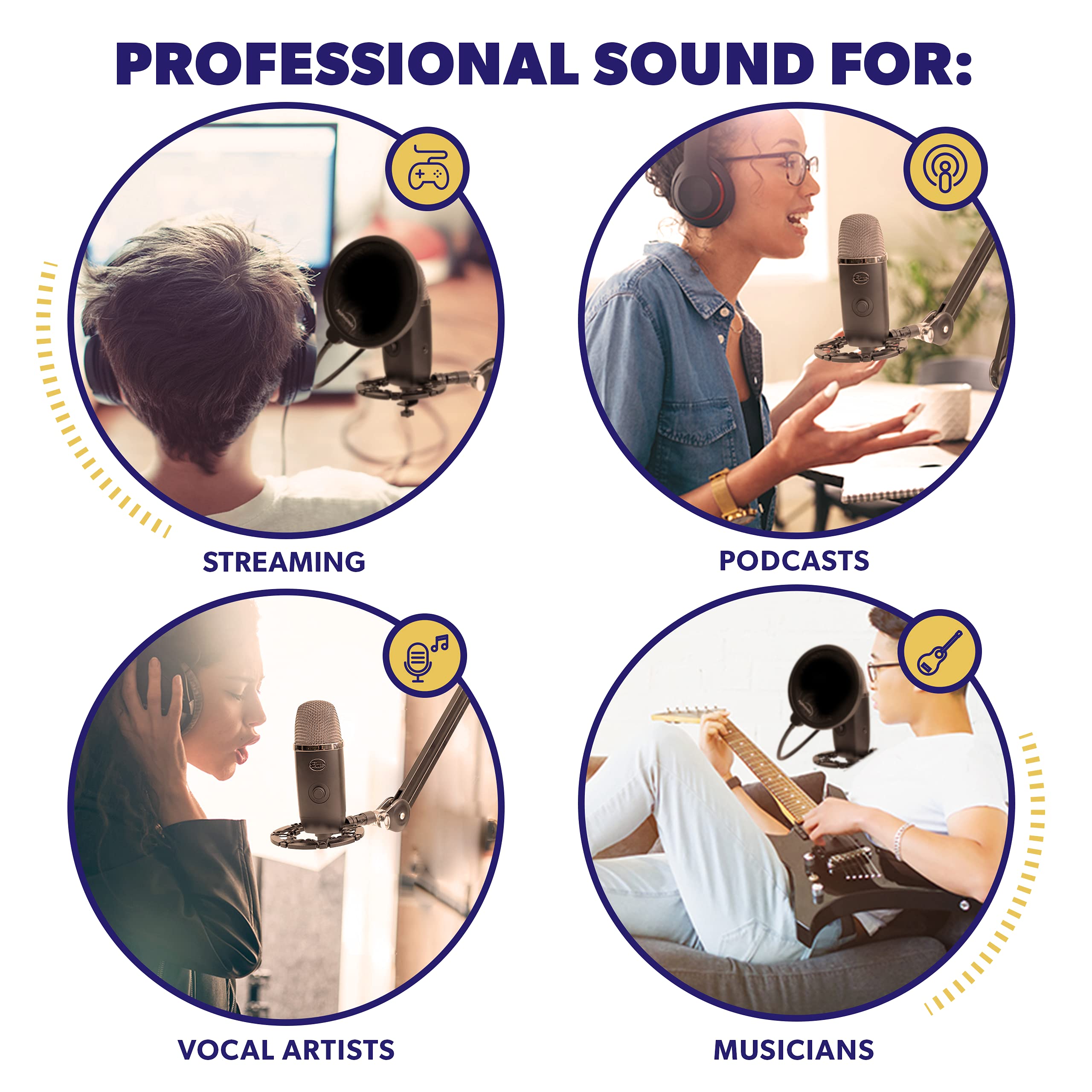 Auphonix Silver PRO Microphone Shock Mount β Shockmount Compatible w/Blue Yeti, Yeti Pro, & Snowball Mic