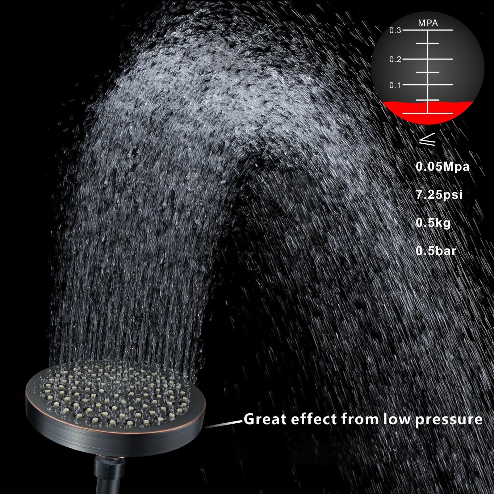 Voolan High Pressure Rain Shower Head, Luxury Modern Look, The Perfect Adjustable Replacement For Your Bathroom Showerhead, Comfortable Shower Experience Even at Low Water Flow (6" Oil-Rubbed Bronze)