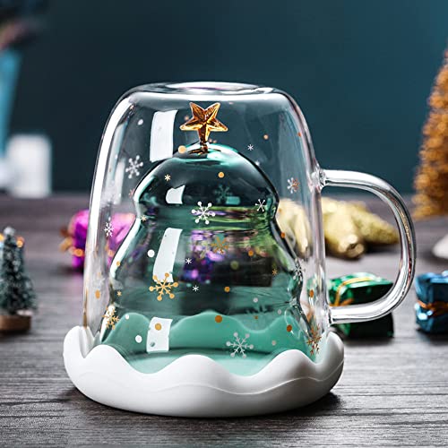 Binoster Cute Mugs Christmas Coffee Mug, Tea Cup, Milk Cup Glasses Double Wall Insulated Glasses Espresso Cup, Best Christmas for Women,Men,Kid, Office and Personal