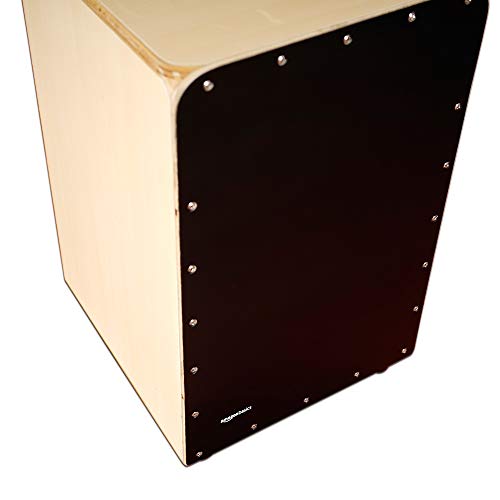 Amazon Basics Wooden Birch Cajon Percussion Box with Internal Guitar Strings - Black