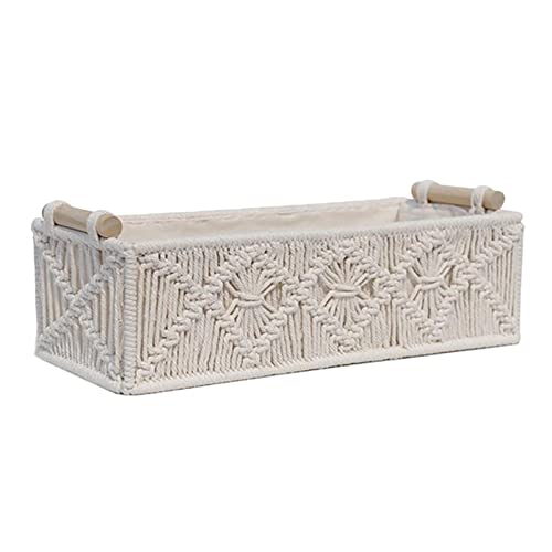 DEPILA Rope Woven Storage Basket, Boho Decor for Home Tabletop Desktop Decoration, L Newsstand