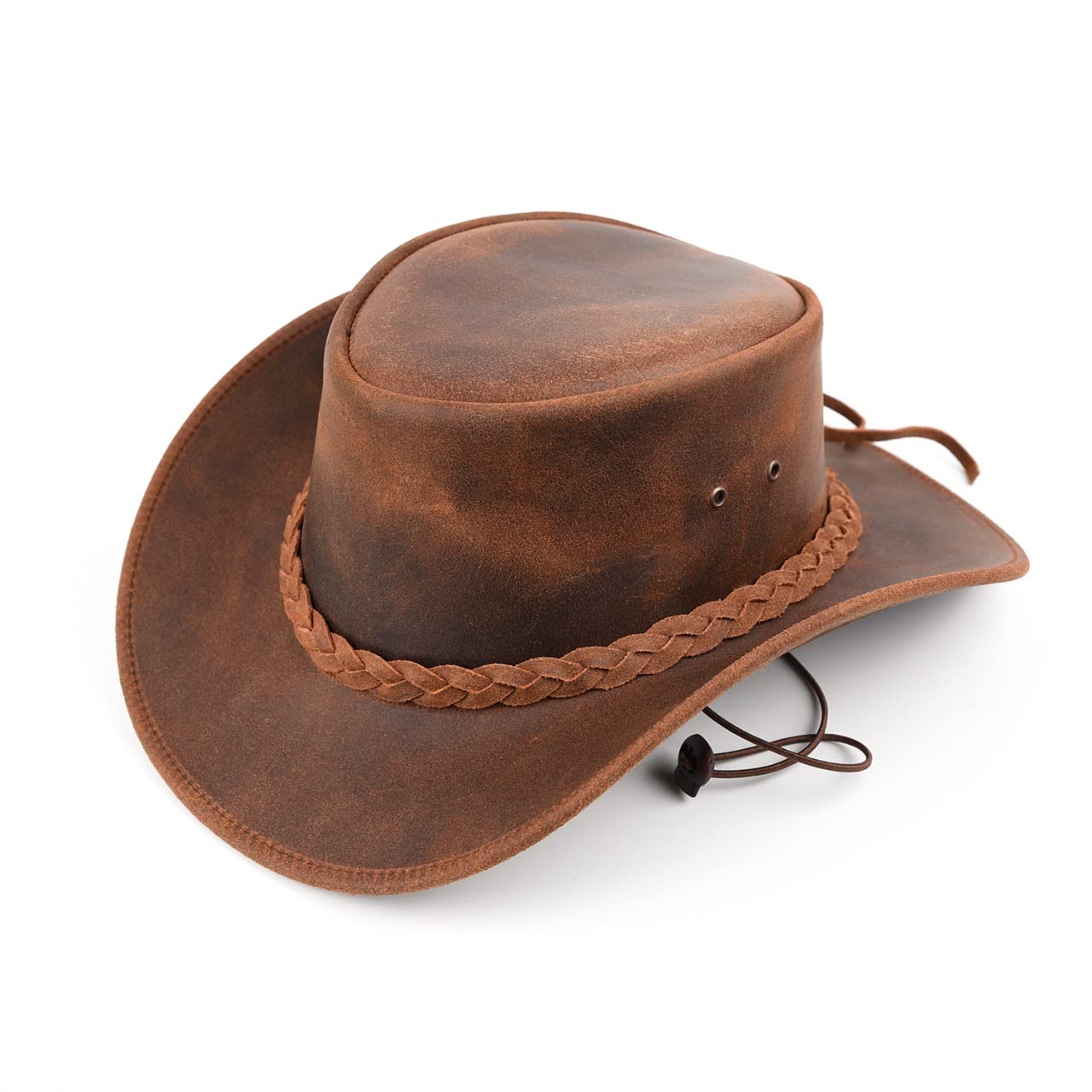 BenzHawk Western Leather Cowboy Hat | Western Outback Style Hats | Men's Brown Cowboy Hat