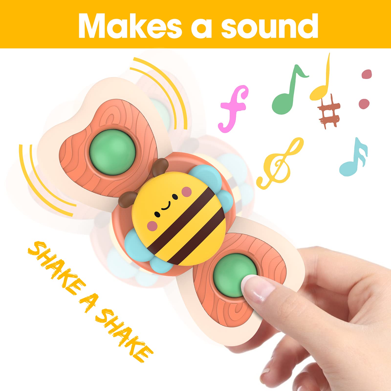 MANMI TOP,3pcs【2021 Upgraded】 Spinning Baby Toy with Section Cups,Suction Cup Spinner Toy,