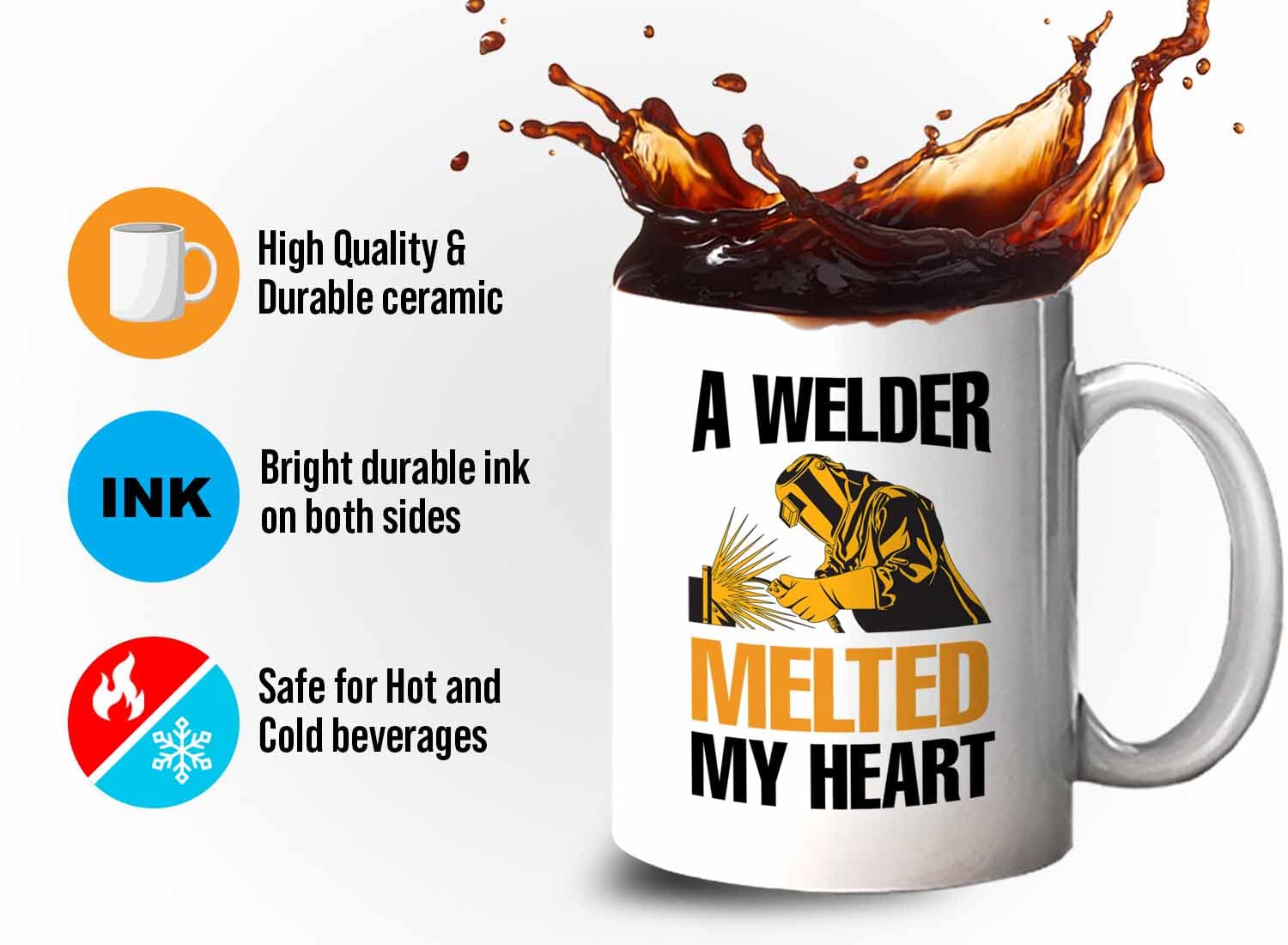 Bubble Hugs Welder Mug White 11oz - A Welder Melted My Heart - Specialize Judging Your Welds Machine Welding Fabricator