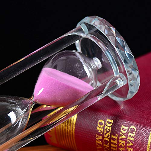Crystal Hourglass 15/30/60 Minutes Sandglass Timers Kitchen Cooking Sand Clock Timer Home Office Christmas Birthday Present Gift Box Sand Glass (30 Minutes, Pink)